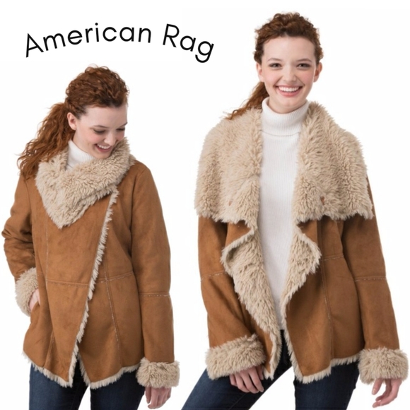 American Rag | Jackets & Coats | American Rag Camel Fauxsuede Shearling ...
